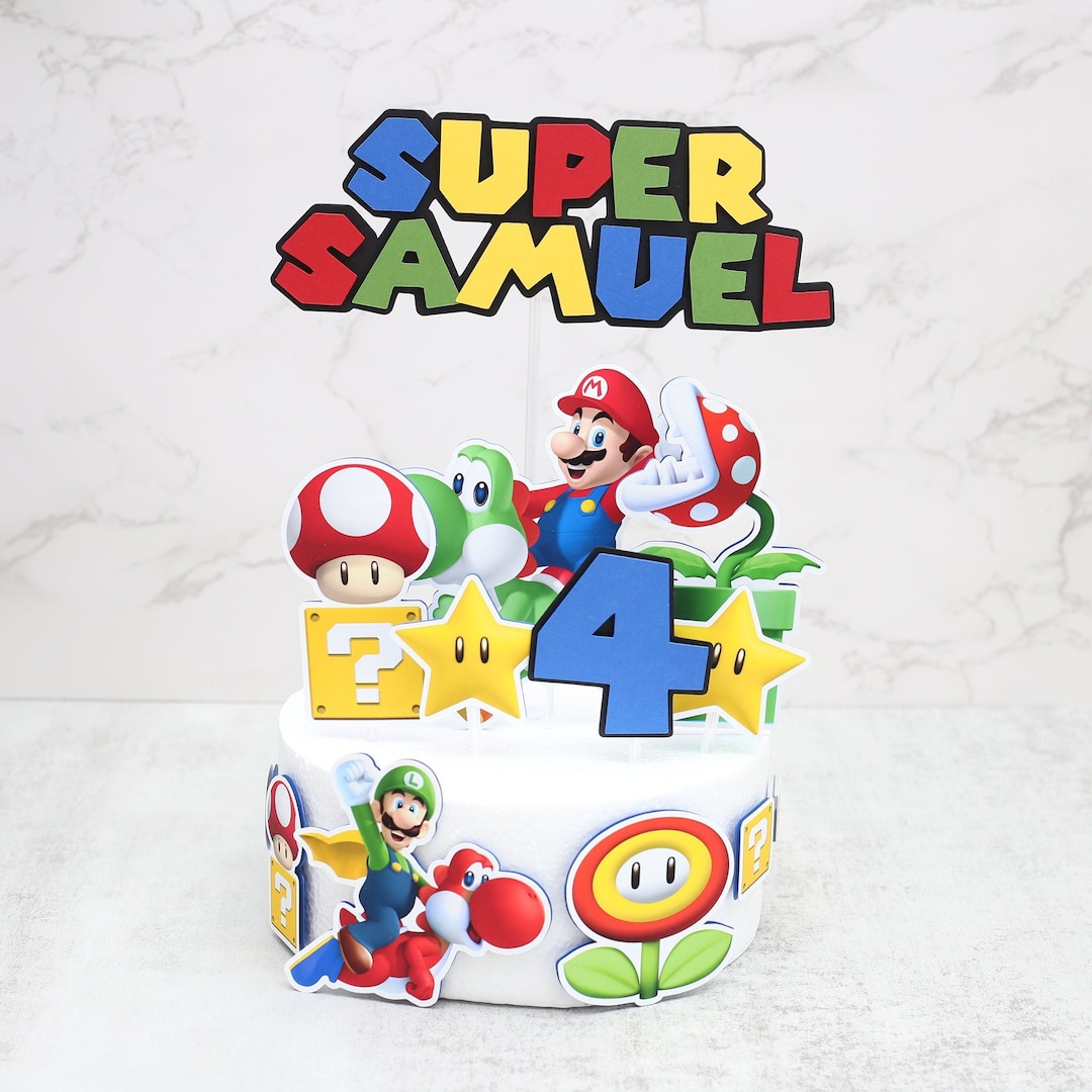 Super Mario Cake Topper- Personalized Birthday Party Decoration- Super ...