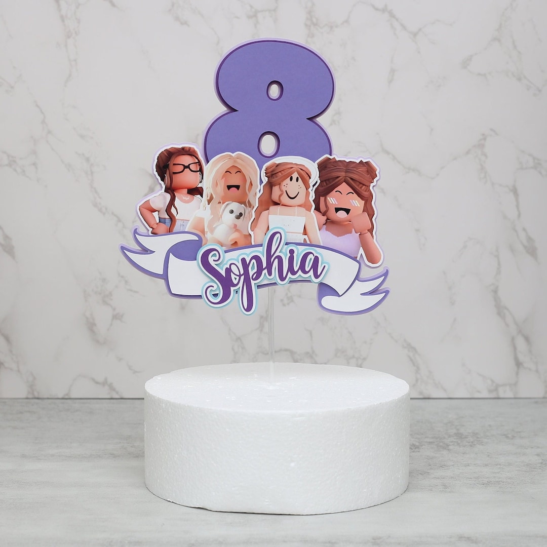 Roblox Cake Topper for Girls - Personalized With Name and Age - Pink ...