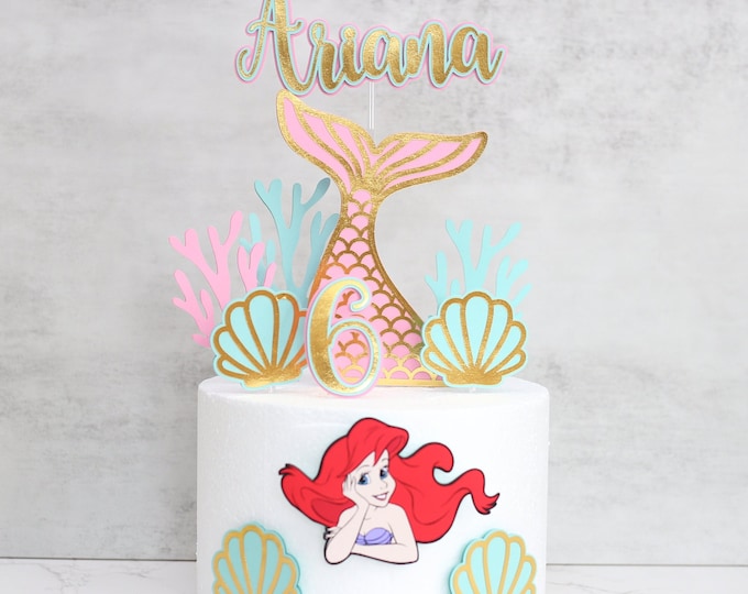 Topper de pastel de Sirenita, topper de pastel personalizado de ...