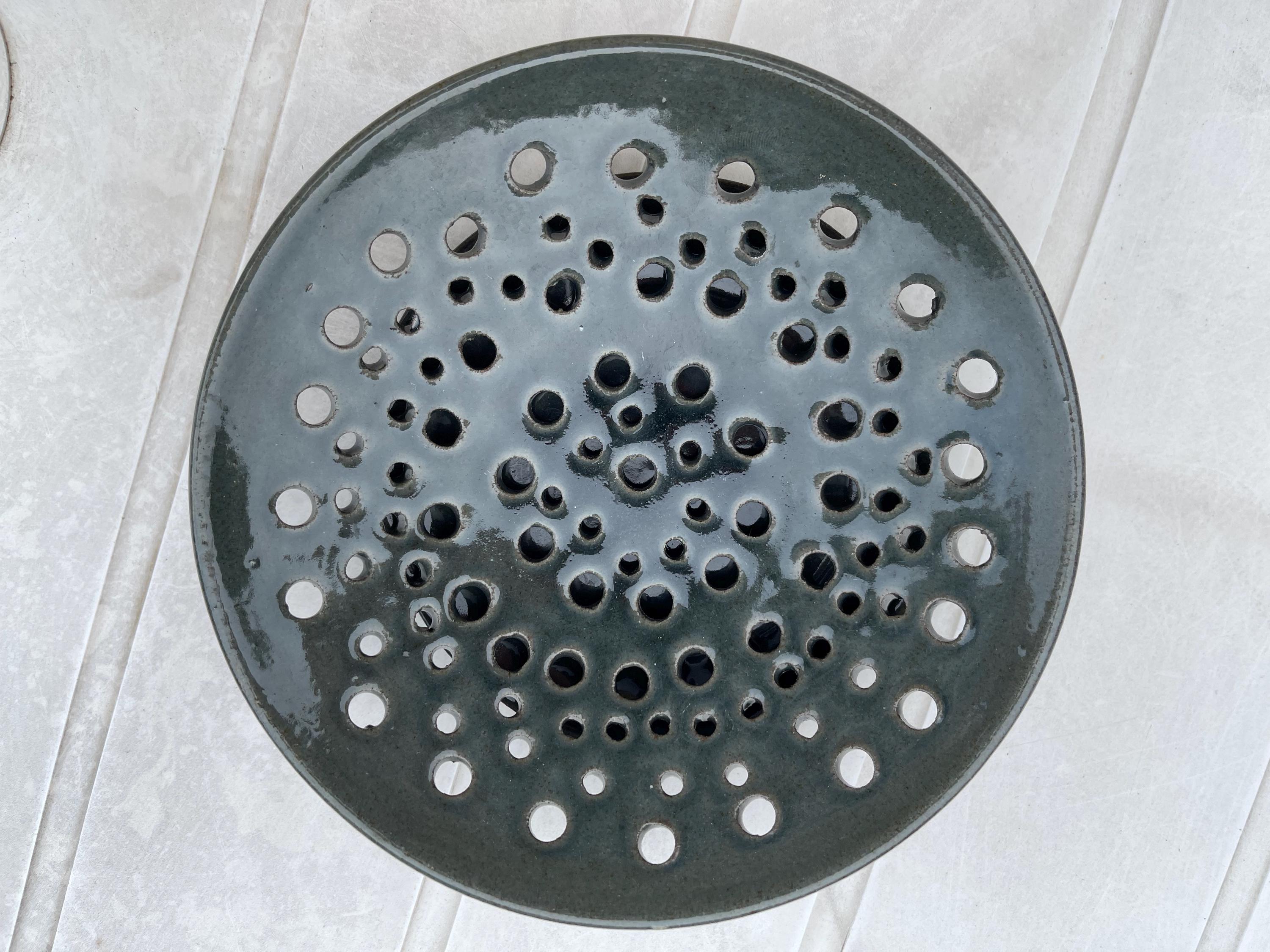 Pottery, Wheel Thrown, Berry Bowl, 6x2.5, Lots of Holes, Green ...