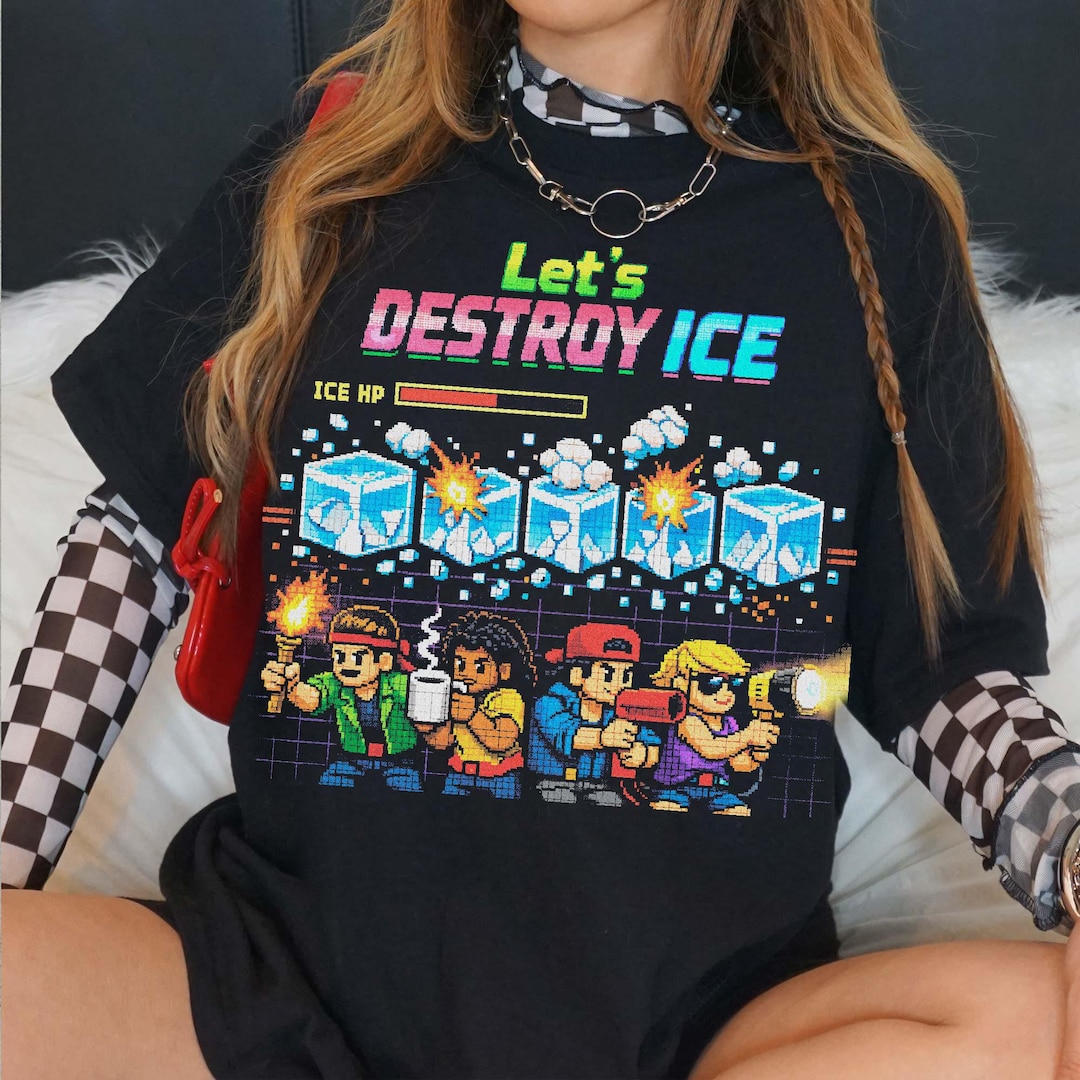 Abolish ICE Shirt Let's Destroy ICE Retro Gamer Tee Pro Immigration ...