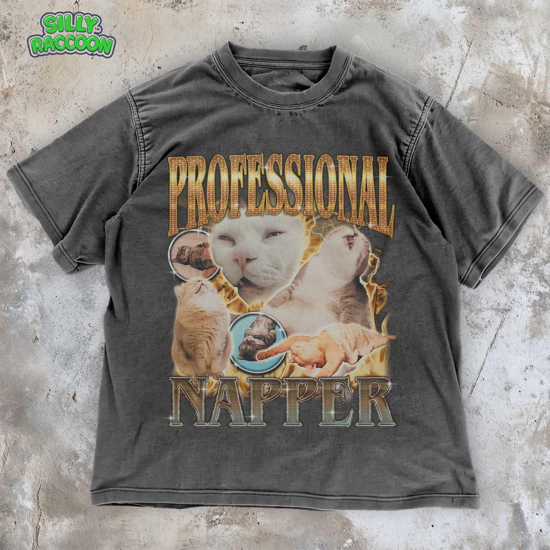 Professional Napper Cat Meme T-shirt | Funny Cat Lover Gift | Vintage ...