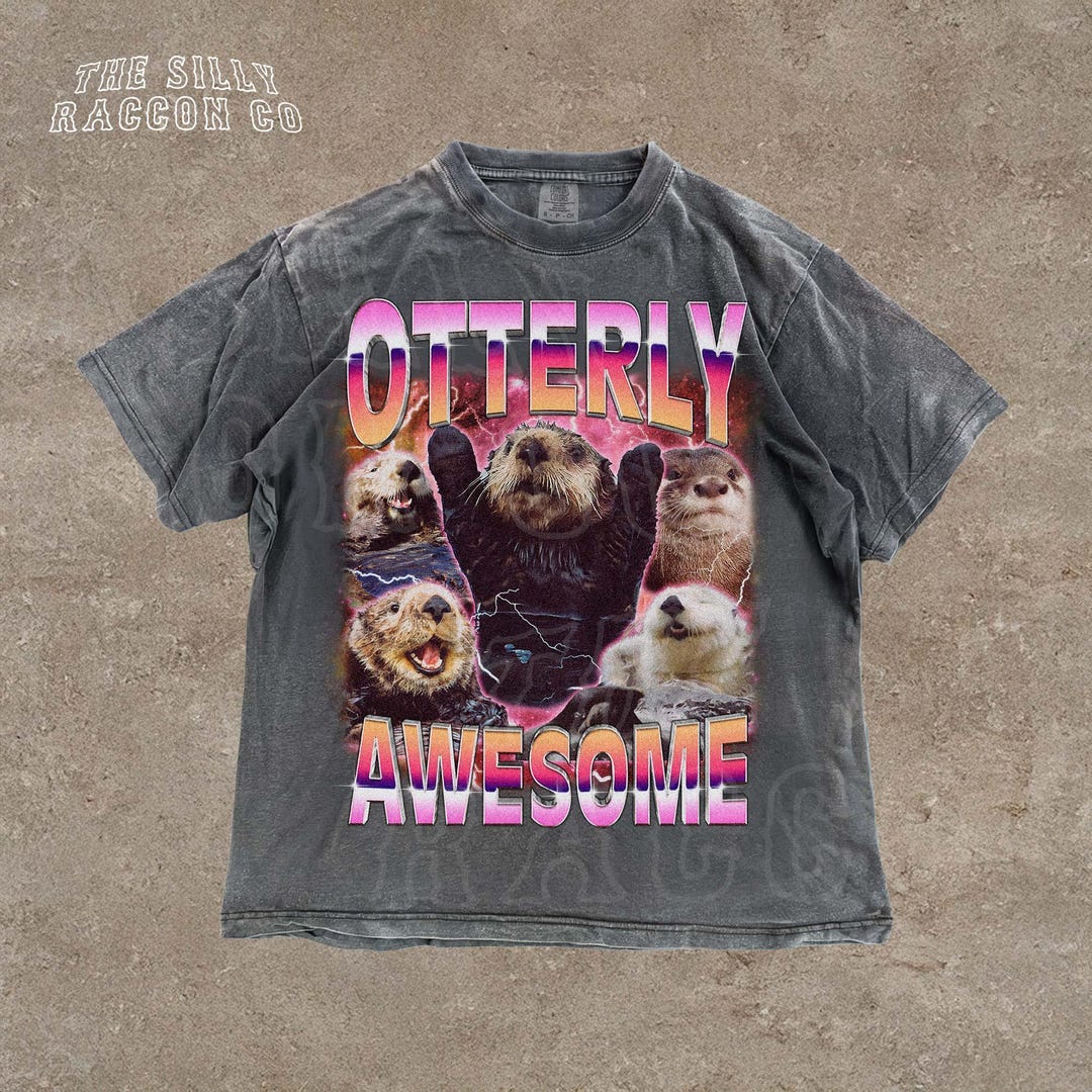 Funny Otter T-shirt, Retro 90s Animal Meme Tee, Otterly Awesome Pun ...