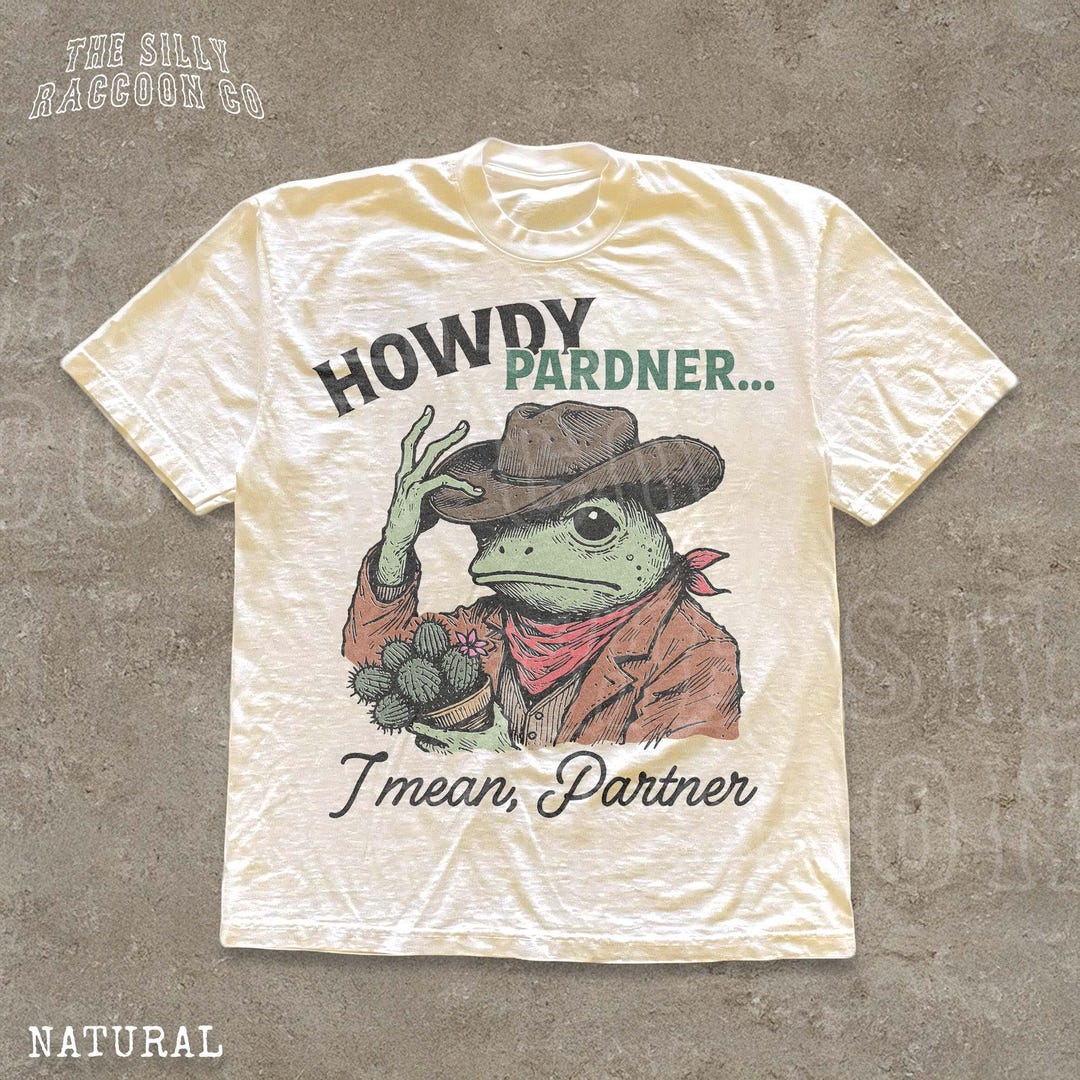 Vintage Howdy Partner Frog Unisex Shirt Western: Comfort Colors® Beige ...
