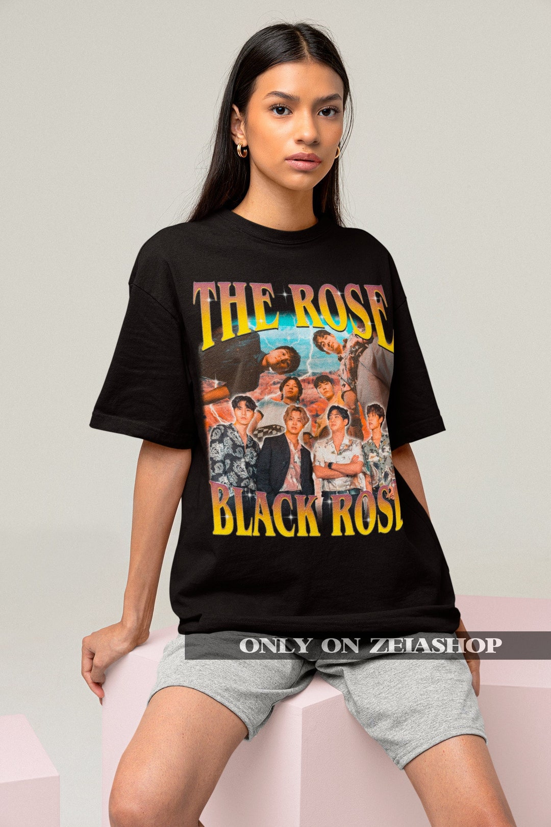 The Rose Bootleg T-shirt Black Rose Retro Shirt Rock Band 90s Tee Kpop ...