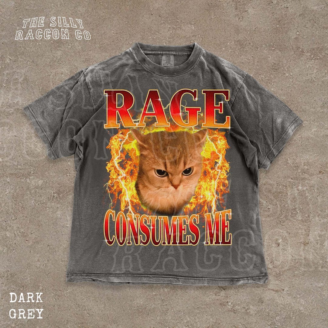 Funny Cat Meme Tee, Rage Consumes Me Edgy Shirt for Mens Womens, Angry ...