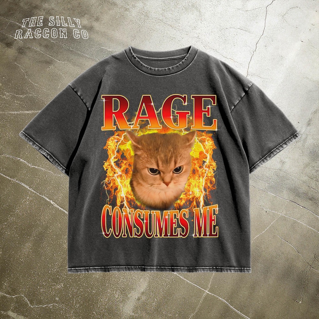 Funny Cat Meme Tee, Rage Consumes Me Edgy Shirt for Mens Womens, Angry ...