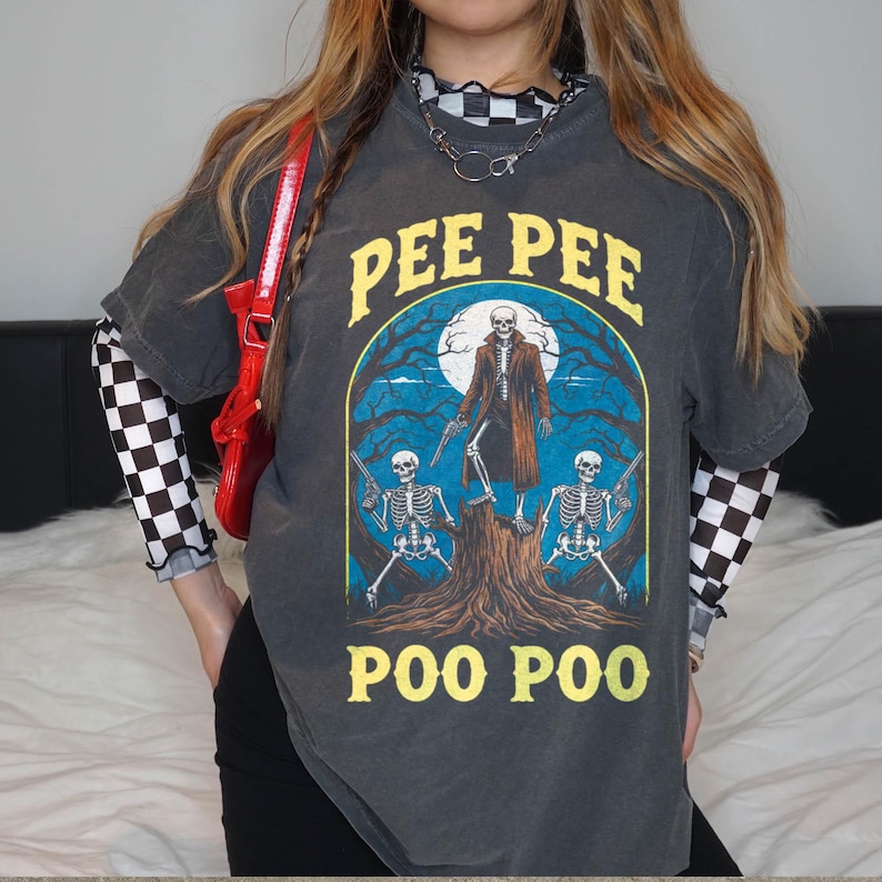 Cursed Meme Shirt, Pee Pee Poo Poo T-shirt, Funny Skeleton Graphic Tee ...