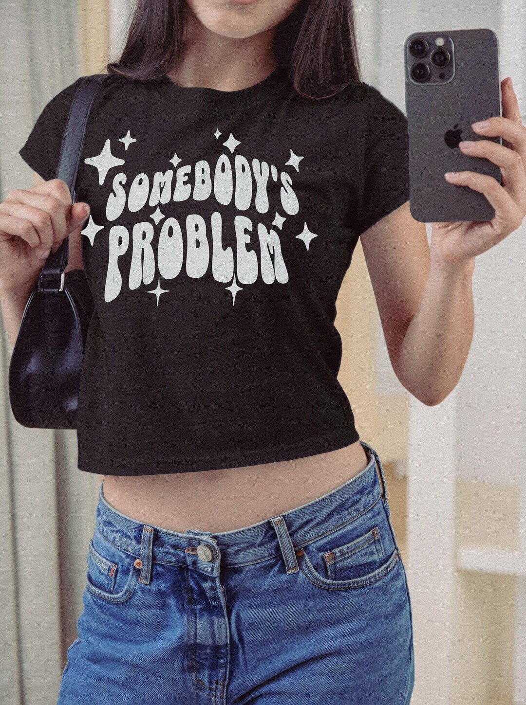 Y2K Crop Top Somebody's Problem Vintage Font T-shirt - Retro 90s ...