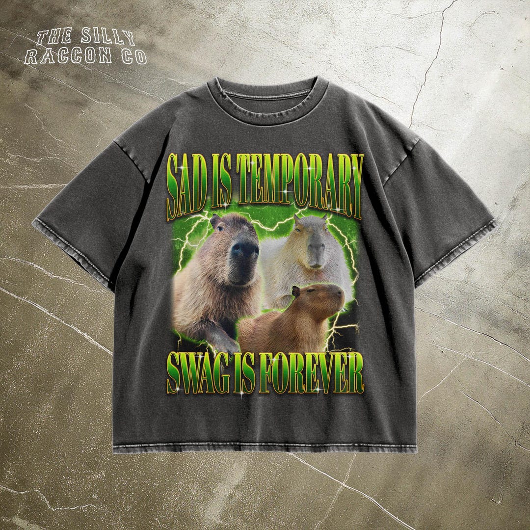 Funny Capybara Y2K Shirt | Sad is Temporary Swag is Forever | Vintage ...
