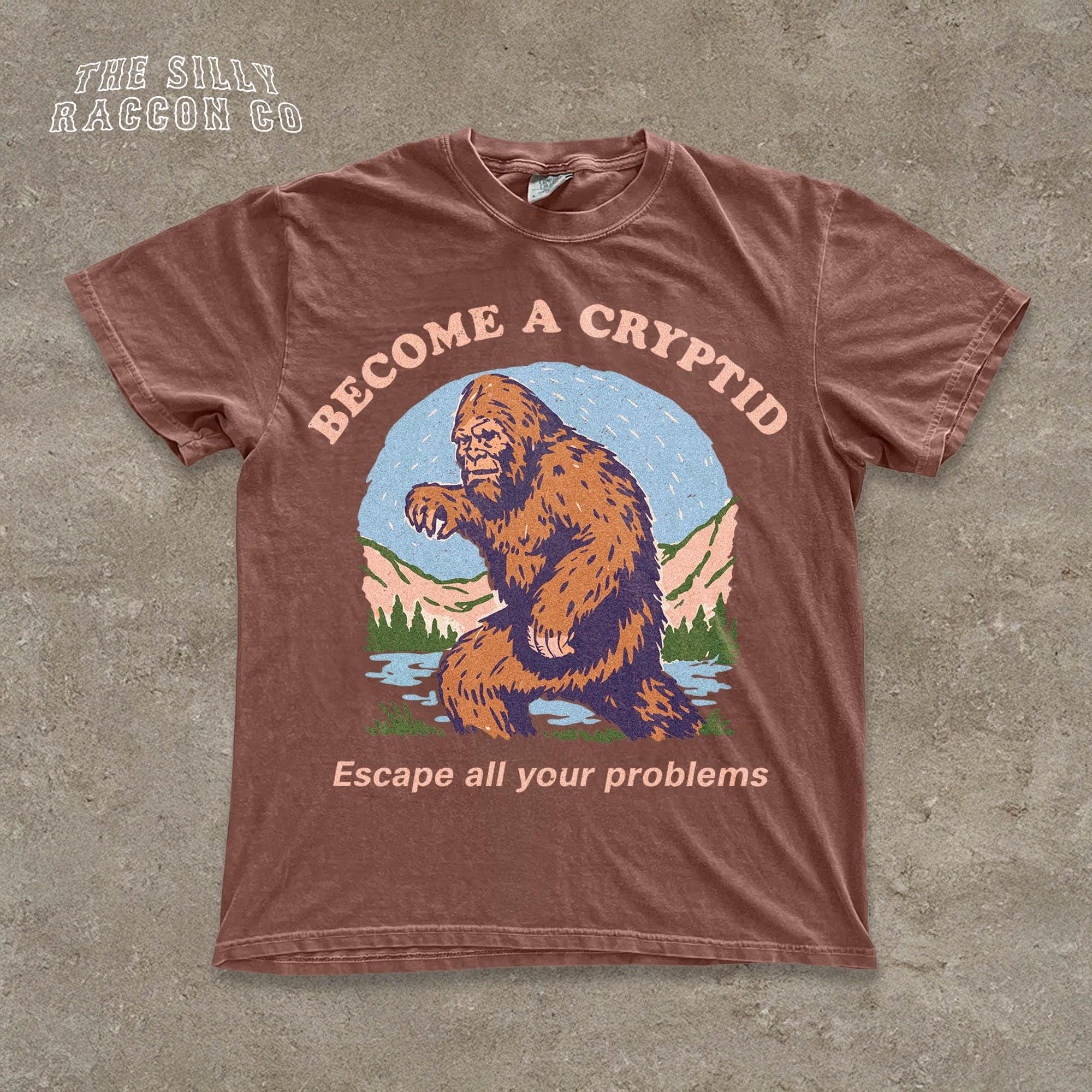 Funny Sasquatch Tee, Become a Cryptid Sarcastic Shirt, Vintage Bigfoot ...