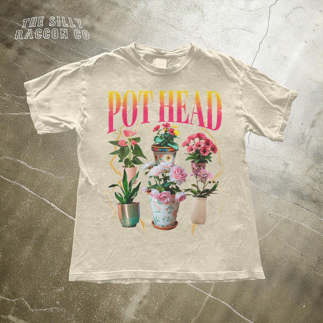 Vintage Pot Head T-shirt, Funny Plant Lover Gift, Gardener Humor Tee, Cottagecore, Botanical ...