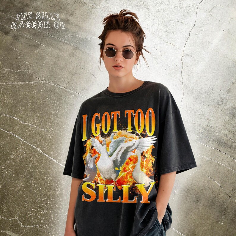 Funny Meme Shirt I Got Too Silly Goose Top Retro Animal Shirt for Men ...