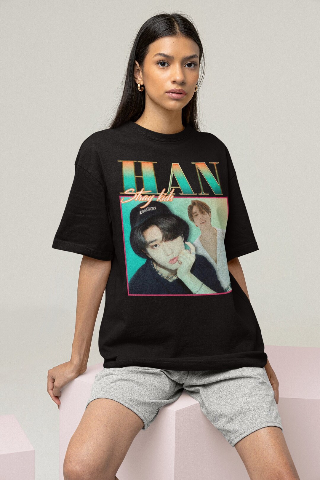 Stray Kids Han Ji-sung Retro Vintage Tee Kpop T-shirt Stray Kids Merch ...