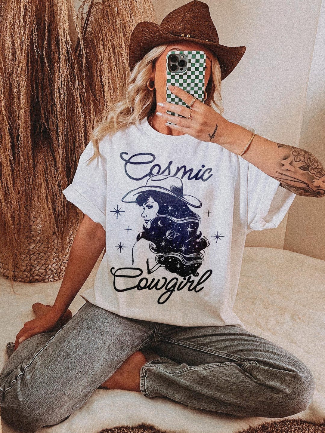 Vintage Cosmic Cowgirl Y2K Graphic T-shirt - Retro Cowgirl Western ...