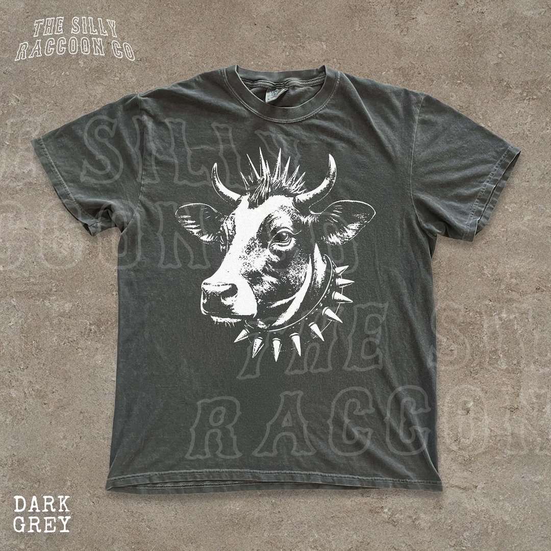 Punk Cow Shirt, Funny Grunge T-shirt, Alt Clothing, Vintage Rocker Tee ...