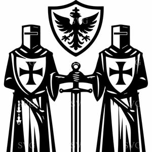 Templar Knight SVG 4 Cut File - Medieval Warrior With Sword and Cross ...