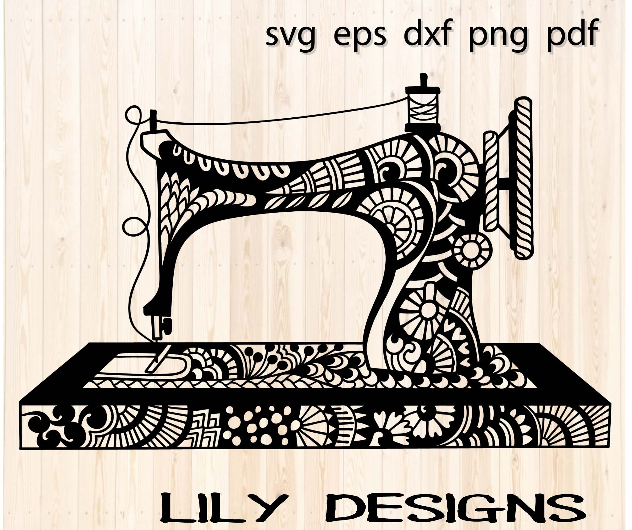 Sewing Machine Zentangle SVG DXF Mandala Sewing Svg Png - Etsy Australia