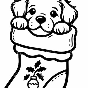 Christmas Puppy in Stocking SVG, 3 Cute Dog With Festive Stockings and ...