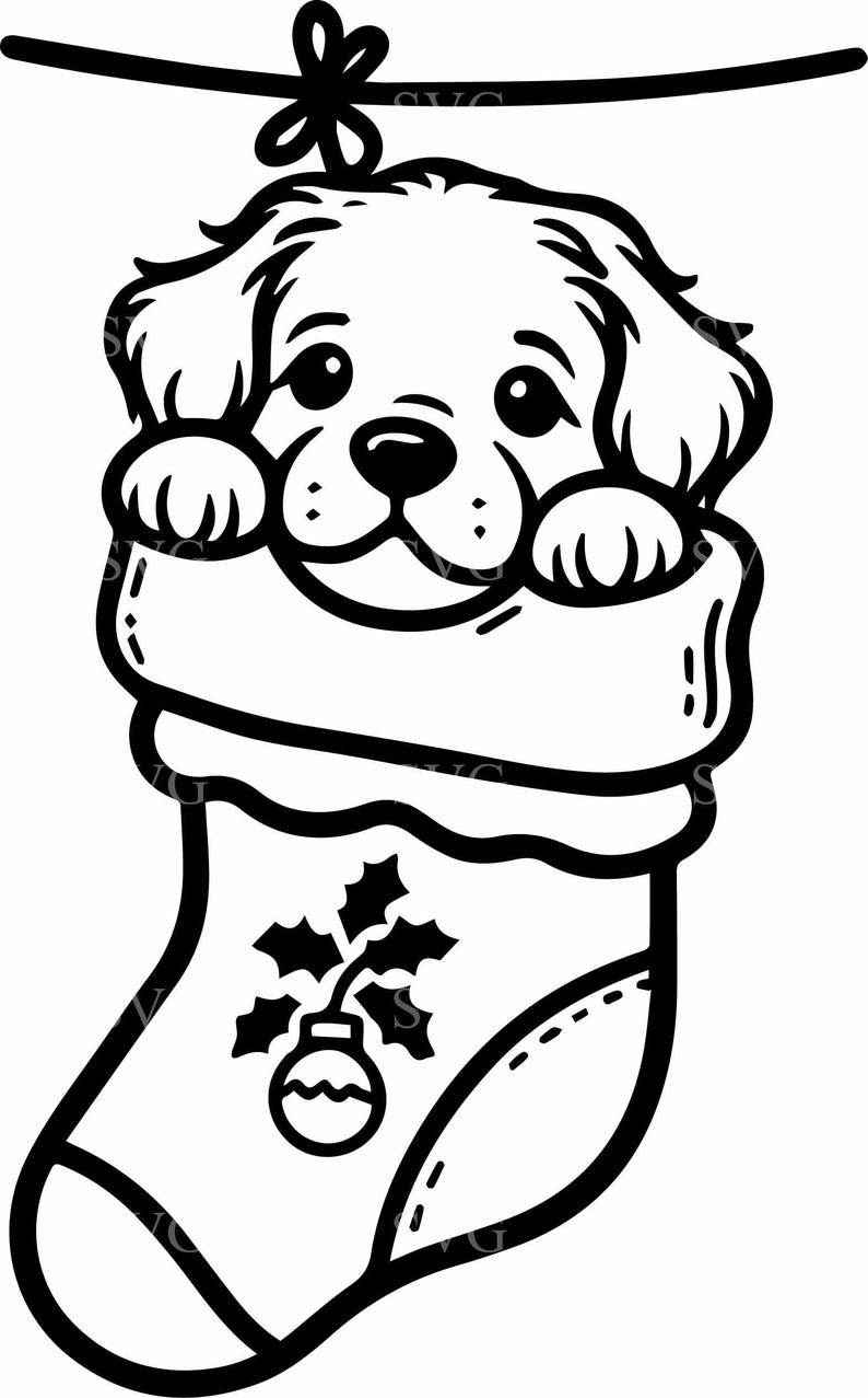 3 Christmas Puppy in Stocking SVG, 3 Cute Dog With Festive Stockings ...