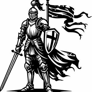 Medieval Knight SVG - 5 Bold Crusader With Shield and Sword - Iconic ...