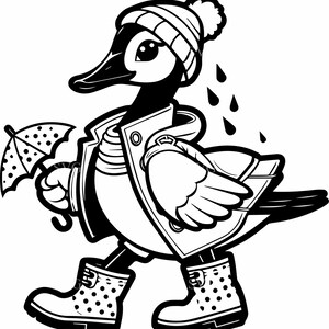 5 Raincoat Goose SVG – 5 Funny Farm Animal in Boots PNG, Duck in Jacket ...