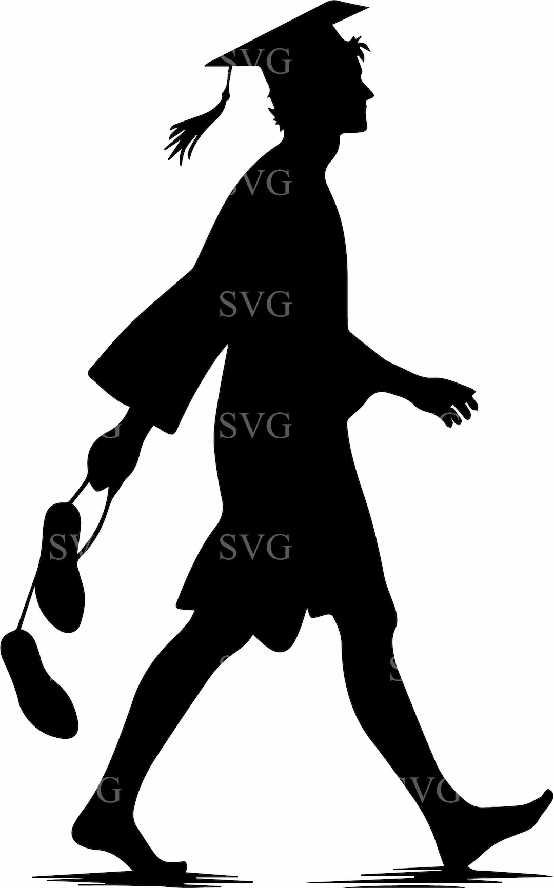 Graduation SVG 4 Cut File, Graduate Walking Barefoot With Cap and Shoes ...