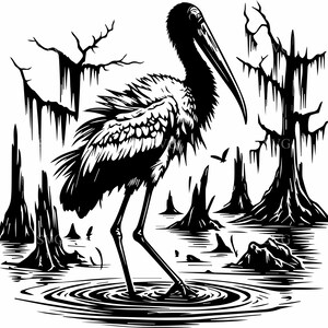 5 Swamp Bird Scene SVG – 5 Heron in Bayou Cut File – Wildlife Wetland ...