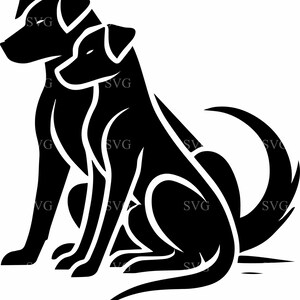 Dog Duo SVG 4 Cut File - Silhouette of Two Loyal Canine Friends - DIY ...
