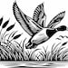 3 Wildlife SVG – Duck in Flight Over Marsh Reeds Cut File – Hunting ...