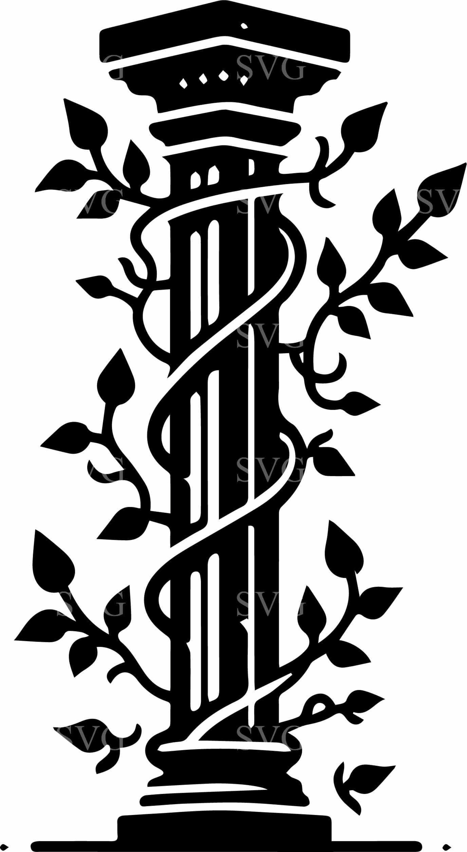 5 Ivy Wrapped Column Clipart – Greek Pillar SVG – Ancient Ruins Cut ...