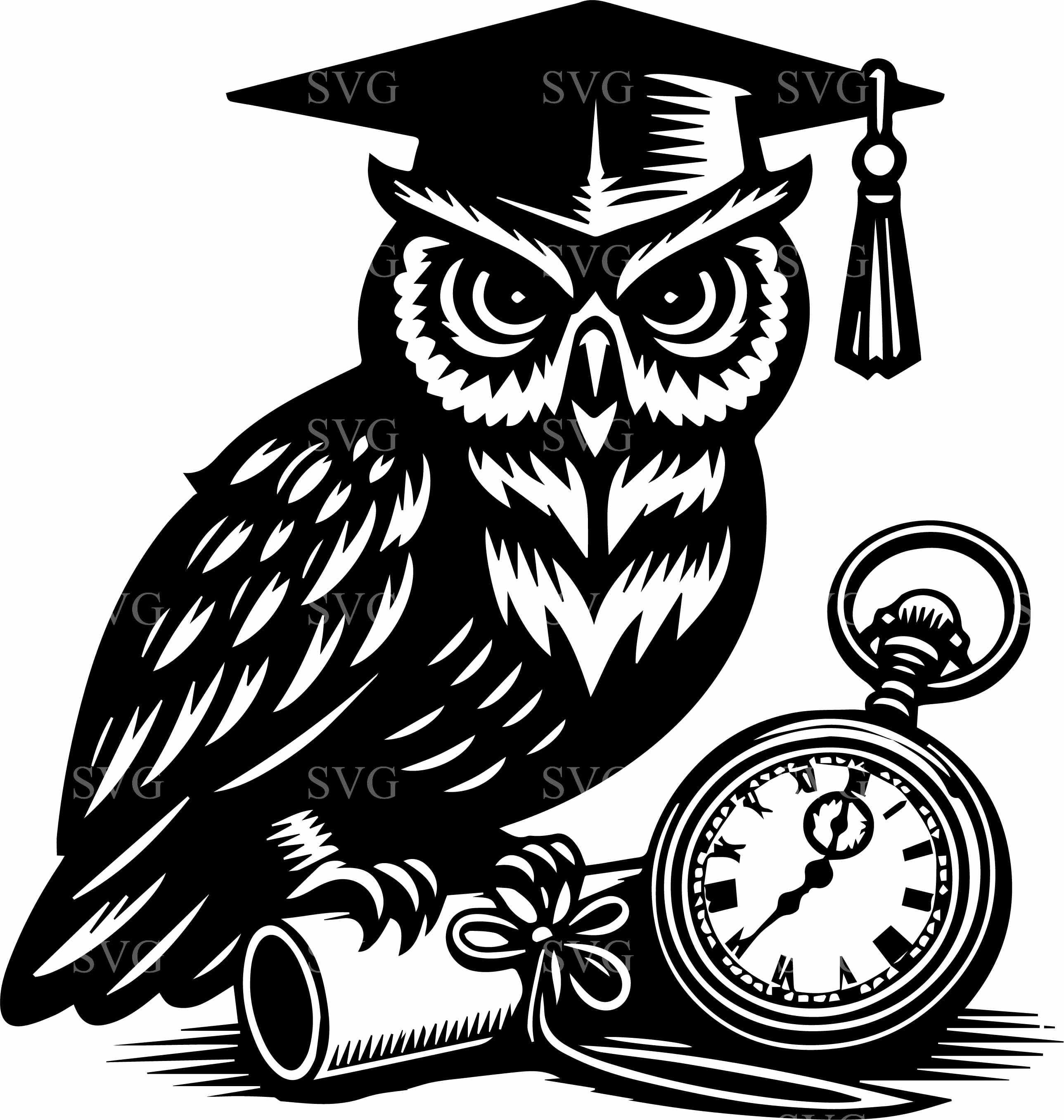 4 Graduation Owl SVG Cut File, Wise Owl With Cap and Diploma (digital ...