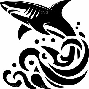 8 Jumping Shark SVG Cut File – Ocean Wave Shark Design for Cricut ...