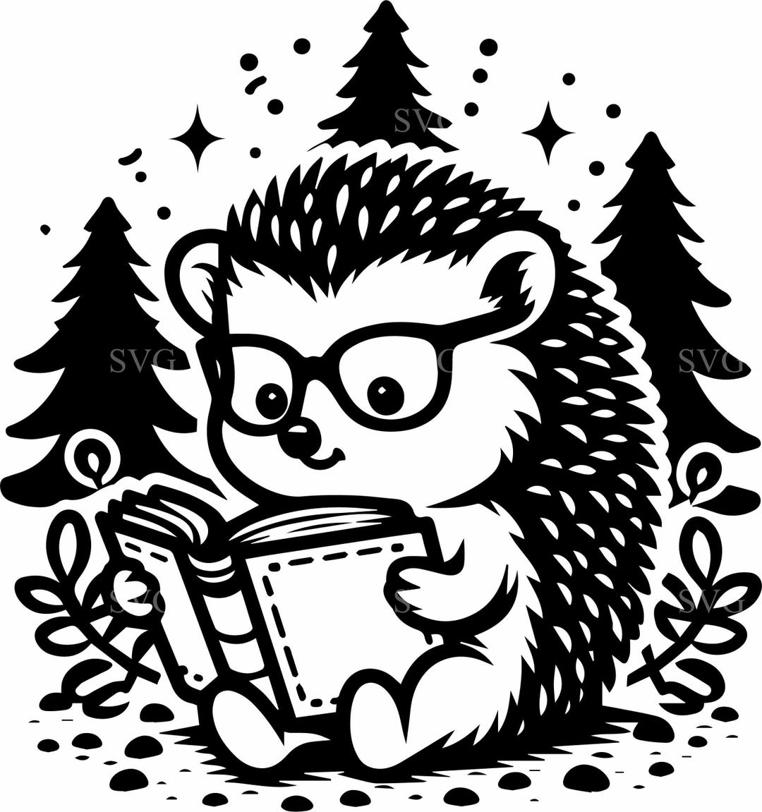 7 Reading Hedgehog SVG – 7 Forest Animal Cut File – Nature-themed ...