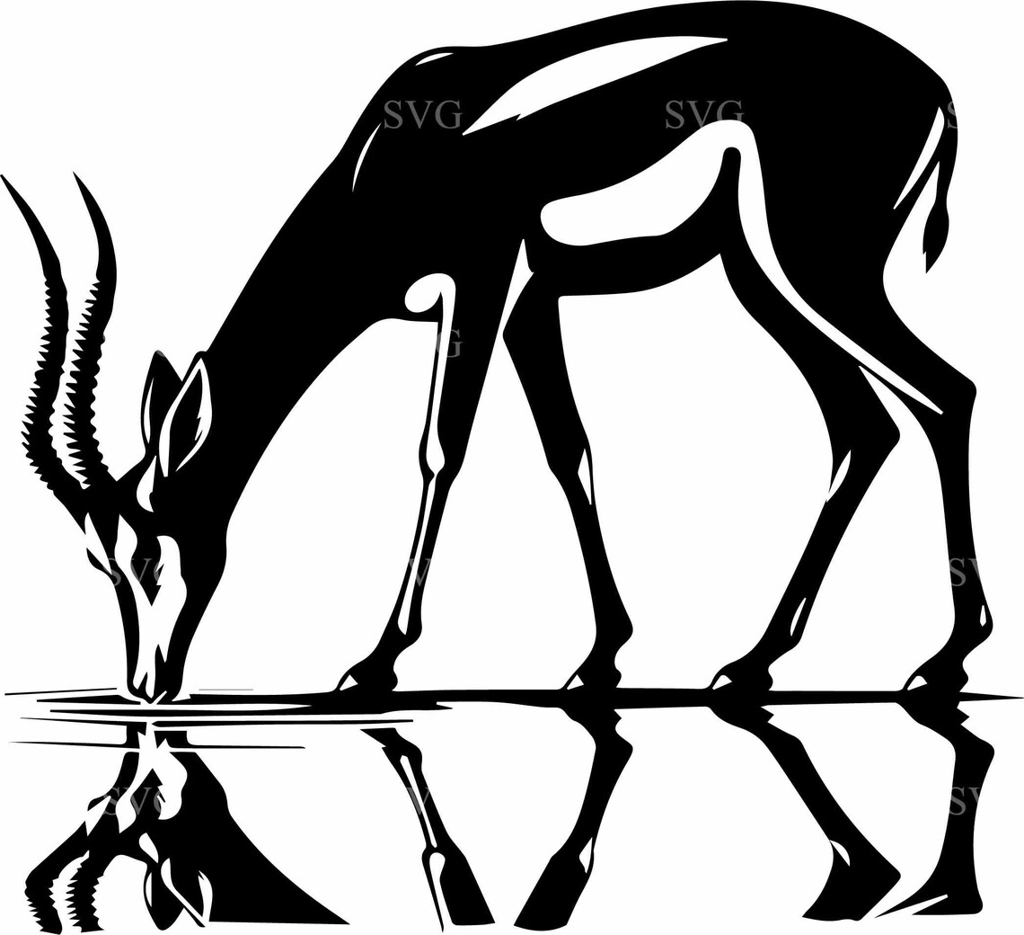 4 Elegant Antelope SVG Cut File - Wildlife Reflection at Water ...