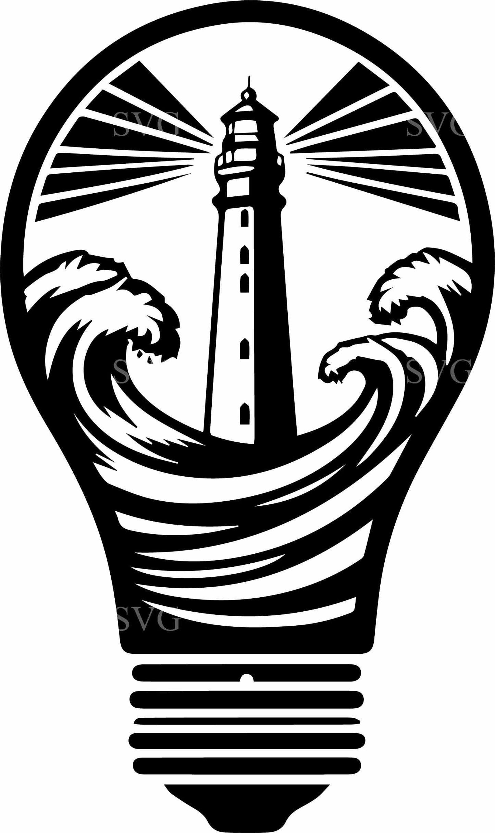 9 Lighthouse SVG – Ocean Wave Light Bulb Cut File for Cricut and Laser ...