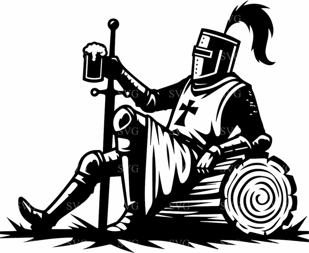 7 Knight Drinking Beer SVG, Medieval Warrior With Sword and Barrel ...