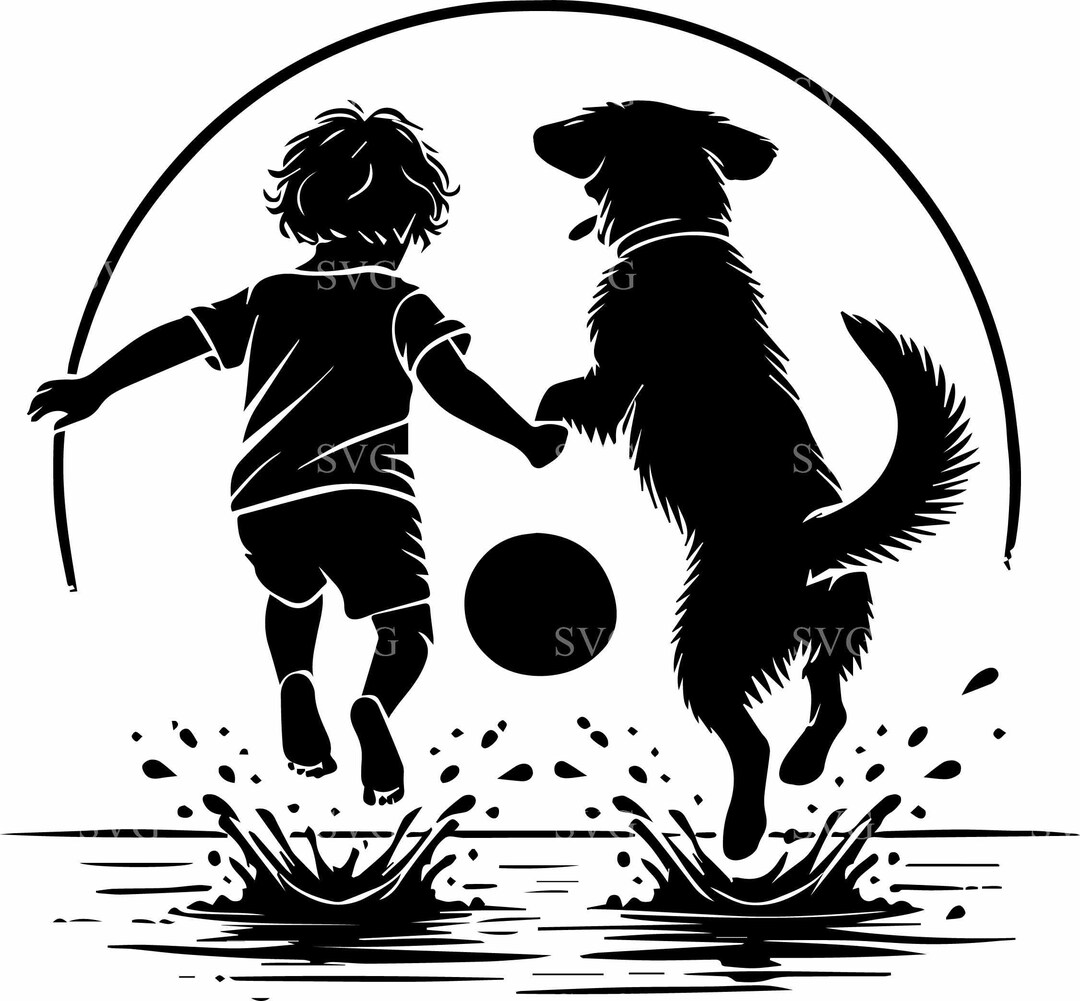 4 Boy and Dog Playing SVG – Summer Fun Silhouette Cut File - Etsy