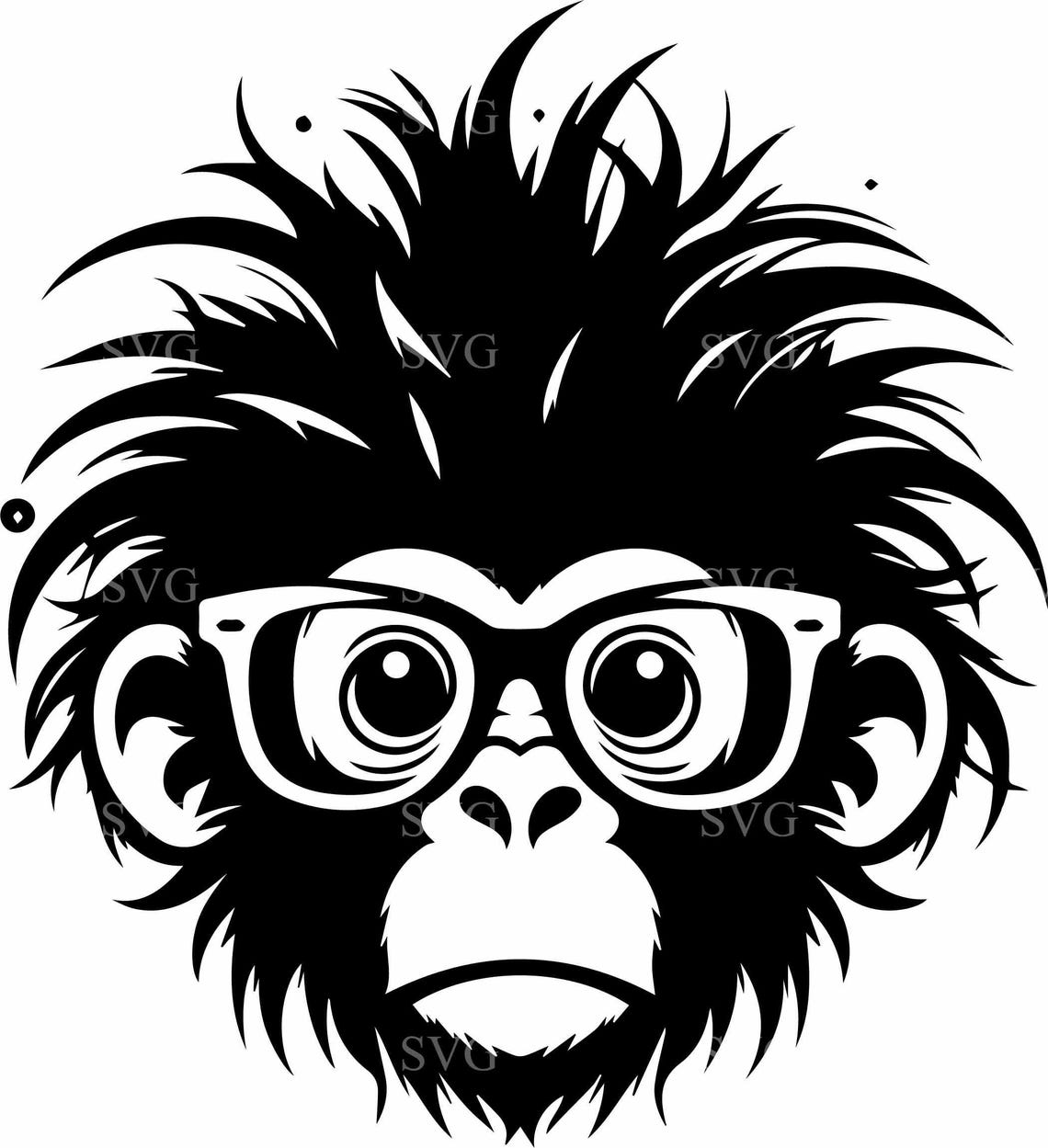 4 Quirky Monkey Face SVG, Cartoon Animal Cut File (4 Files) - Etsy