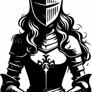 Female Knight Warrior SVG 5 Cut File - Fierce Woman in Armor With Sword ...