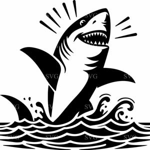Smiling Shark SVG 3 Cut File Fun Shark Splashing in Water Clipart ...