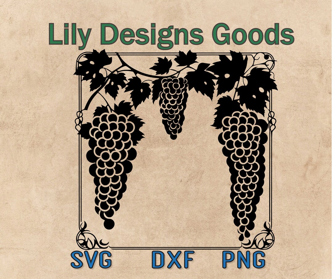 Wine SVG Clipart Grapevine Wine Glass Designs DXF, PNG Files for Cricut ...
