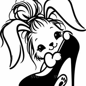 4 Adorable Bunny in High Heel Shoe SVG, Cute Rabbit Cut File for Cricut ...