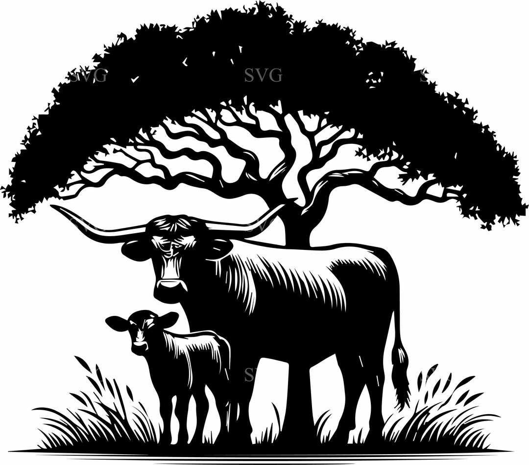 6 Mama Cow SVG – 6 Farm Animal Cut File – Mother Calf Vector Art for ...