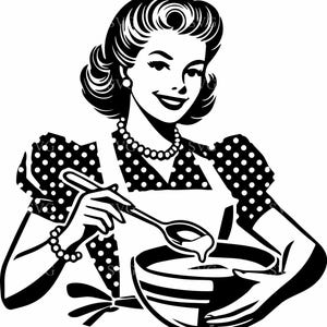 Vintage Cooking Lady SVG 7 Cut File - Retro Woman Baking Design ...