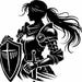 Female Knight SVG 5 Cut File – Warrior Woman in Armor With Shield and ...