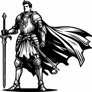 Medieval Knight SVG 5 Cut File - Armored Warrior Clipart for Fantasy ...