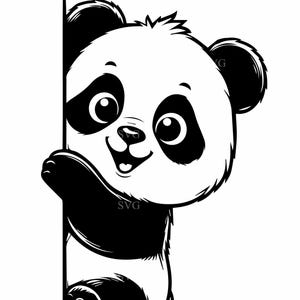 Adorable Panda Peeking SVG 4 Cut File | Cute Animal Silhouette Art ...