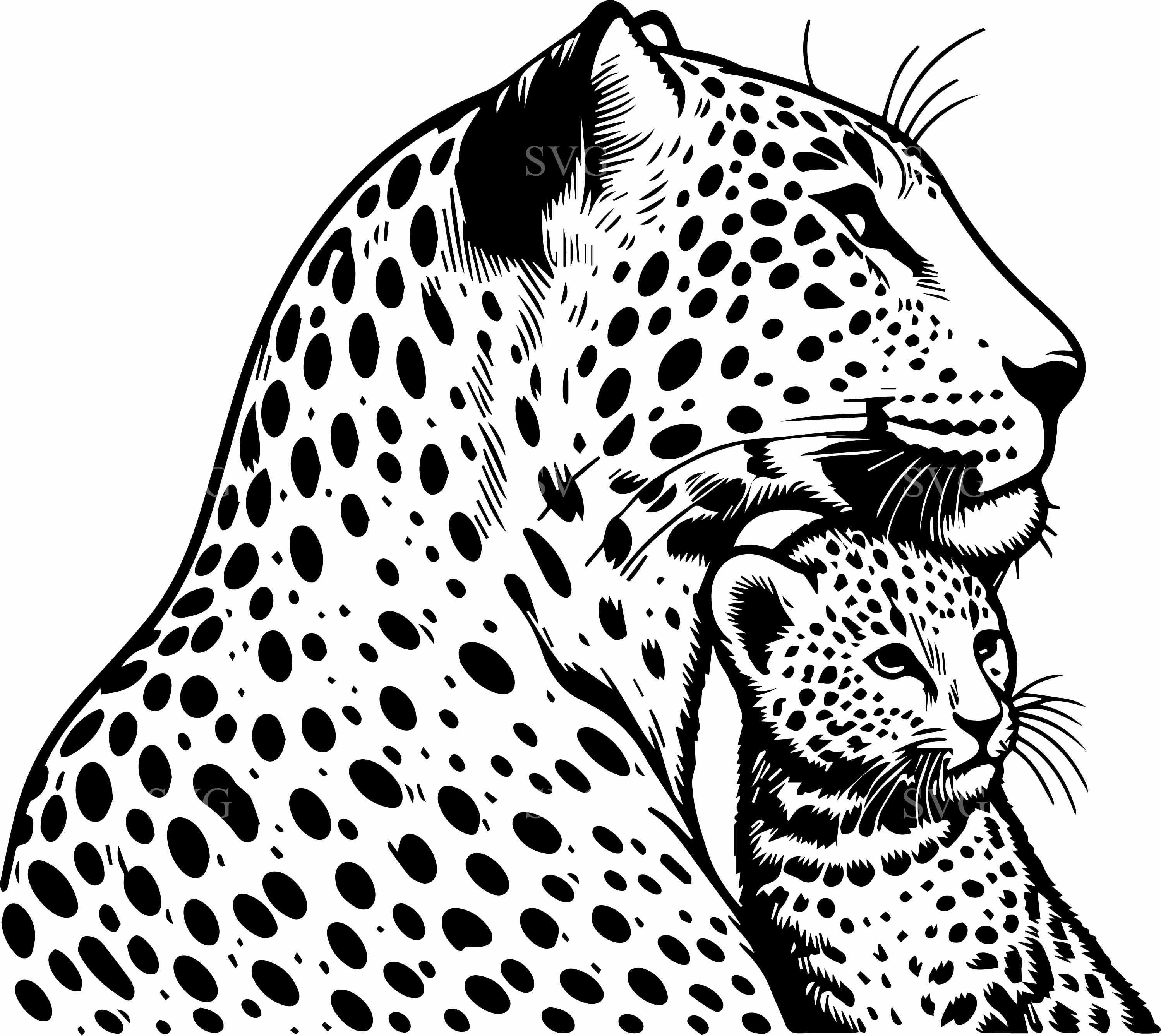 5 Leopard SVG – 5 Wild Cat and Cub Cut File – Safari Animal Silhouette ...