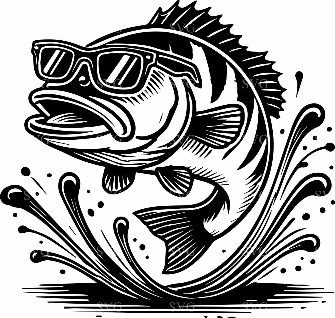 4 Cool Fish SVG 4 Cut File - Jumping Fish Wearing Sunglasses With ...